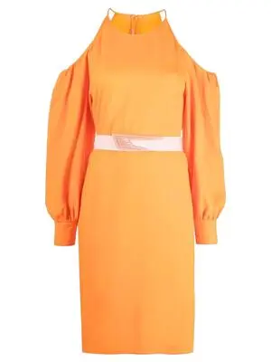 Stella McCartney Off-shoulder Dress With Pearl Detail - Orange