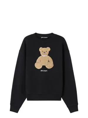 Palm Angels Textured Bear Graphic Sweatshirt - Black