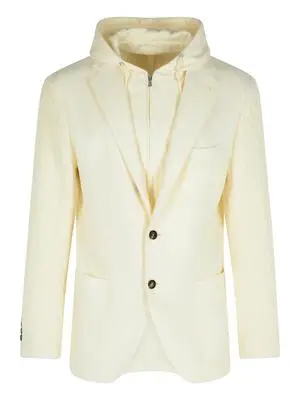Eleventy ELEVENTY Wool And Cashmere Blazer With Removable Hoodie Cream