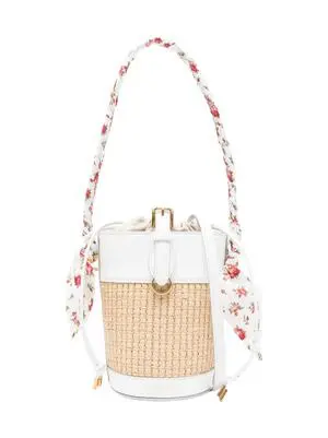 Dolce & Gabbana Raffia Bucket Bag With Floral Print - Multicolor