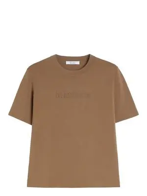 Max Mara Short Sleeve T-shirt With Embossed Logo - Multicolor