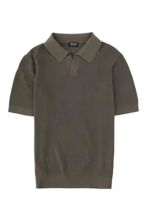 Zegna Polo Jacquard In Cotone - Gray