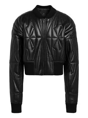 Moncler Quilted Leather Bomber Jacket - Black
