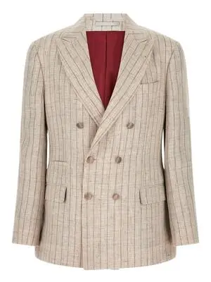Brunello Cucinelli Brunello Cucinelli Men Pinstripe Twill Blazer Gray