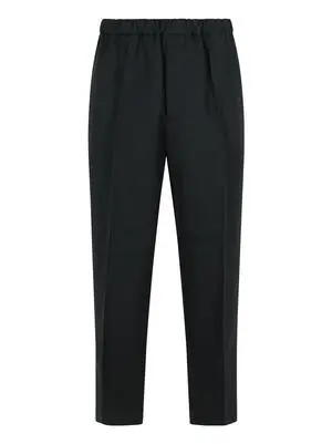 JIL SANDER Wide Leg Wool Trousers - Black