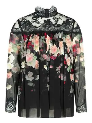 Zimmermann Viscose Blouse With Lace High Neck And Cuffs - Black
