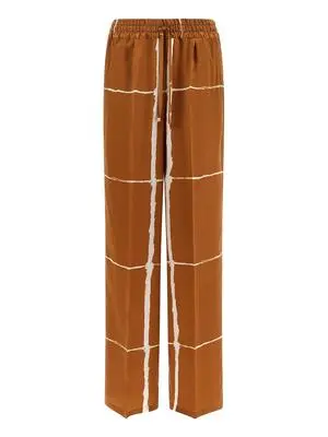 KITON KITON Silk Satin Graphic Print Wide Leg Trousers
