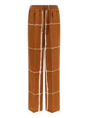 KITON KITON Silk Satin Graphic Print Wide Leg Trousers