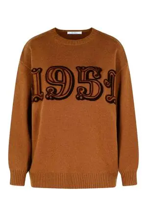 Max Mara Wool And Cashmere Sweater With Lettering Detail - Brown