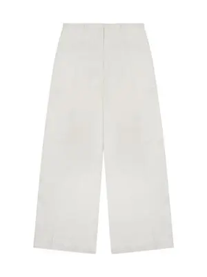 Alberta Ferretti Viscose Twill Wide Leg Pants - White