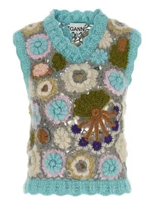 GANNI GANNI Dreamy Floral Crocheted Vest Multicolor