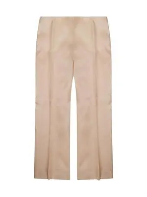 Alberta Ferretti Straight Silk Trousers - Cream