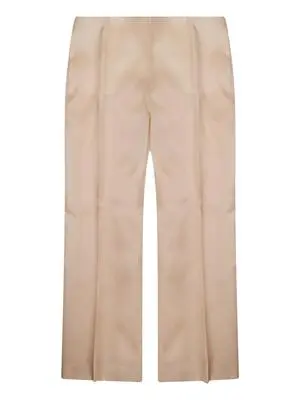 Alberta Ferretti Straight Silk Trousers - Cream