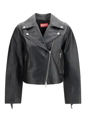 DIESEL® L-unatic Leather Biker Jacket - Black