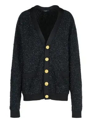 Balmain V-neck Button-front Cardigan - Black