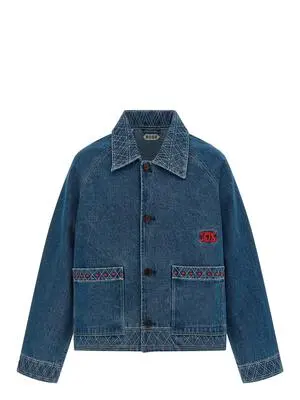 BODE Embroidered Denim Workwear Jacket - Blue