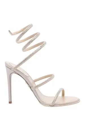 Rene Caovilla RENE CAOVILLA Cleo Pump Sandals With Rhinestones Cream