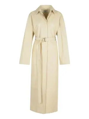Sportmax Ivory Leather Trench Coat - Cream