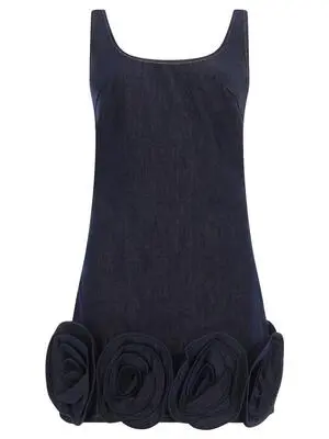 SELF-PORTRAIT Mini Dress With Floral Detail - Blue