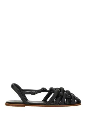 Hereu Woven Lambskin Sandals - Black