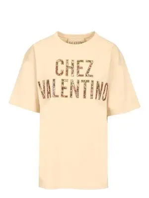 Valentino Garavani Embroidered Cotton T-shirt With Chez Fiorellini Print - Multicolor