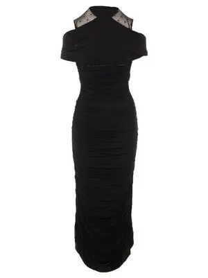 MARINE SERRE Asymmetrical Knee-length Dress With Moon Detail - Black