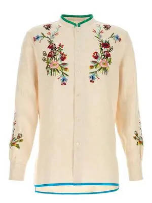 VALENTINO Valentino Garavani Men Ivory Linen Shirt