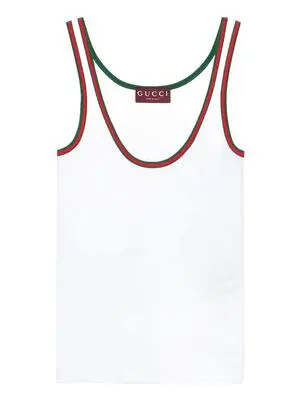 GUCCI GUCCI White Embroidered Logo Tank Top