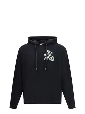 Off-White Cotton Hoodie With Printed Logo - Black