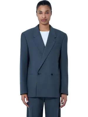LEMAIRE Double-breasted Wool Blend Suit Blazer - Gray