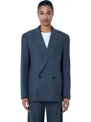 LEMAIRE Double-breasted Wool Suit Blazer - Gray