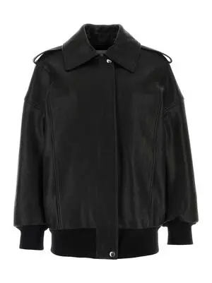 Alexander McQueen Leather Oversize Jacket - Black
