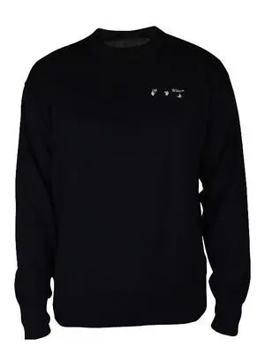 Off-White Cotton Sweater With Printed Logo - Black