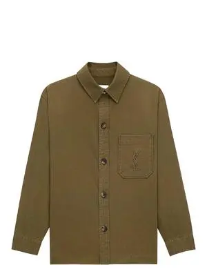 Saint Laurent Cotton And Linen Shirt With Monogram Embroidery - Multicolor