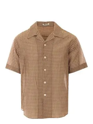 Auralee Short Sleeves Check Shirt - Brown