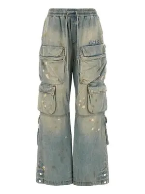 Amiri Cargo Flare Jeans With Distressed Details - Blue
