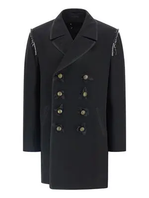 MAISON MARGIELA Double-breasted Wool Coat With Removable Inner Vest - Black