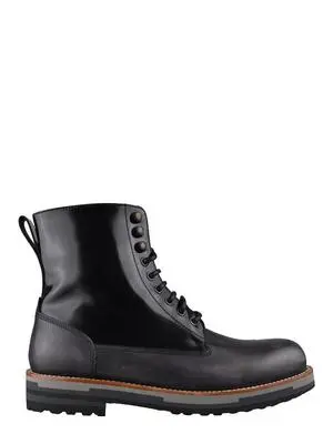 Dolce & Gabbana Glossed Leather Lace-up Ankle Boots - Black