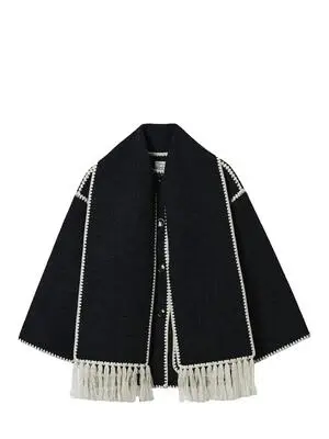 TOTEME Wool Blend Jacket With Scarf Detail - Gray