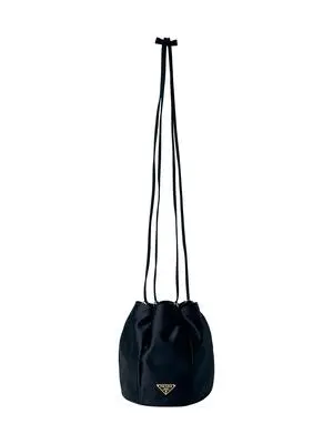 Prada Satin Mini Bucket Bag - Black