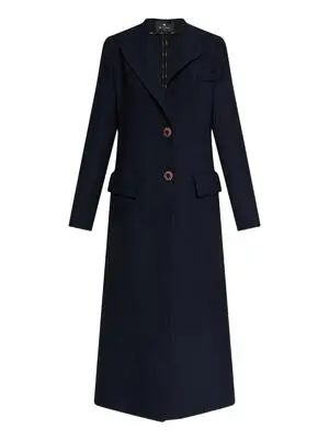 Etro Double-vented Long Coat - Blue