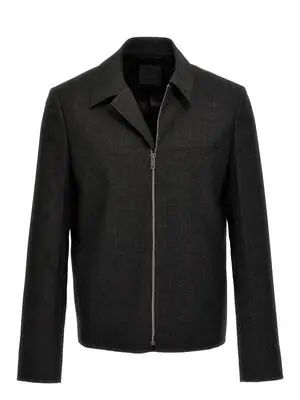 Givenchy Wool Zip-up Blouson With Shirt Collar - Gray