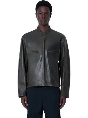 LEMAIRE Leather Zip Jacket - Multicolor