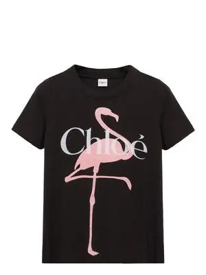 Chloé T-shirt With Flamingo Logo - Black