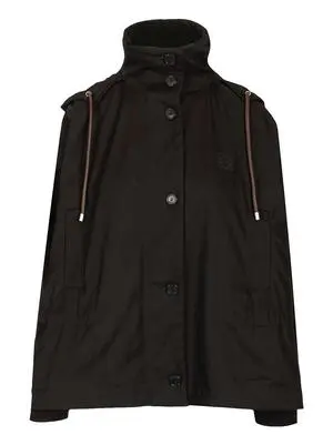Loewe Cotton And Silk Hooded Jacket With Leather Accents - Black