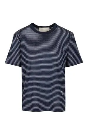 AMI Paris Short-sleeved Striped T-shirt - Blue