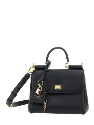 Dolce & Gabbana My Sicily Piccola" Leather Handbag With Padlock Detail - Black
