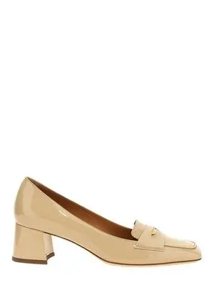 TOD'S Patent Leather Pumps With Metal Detail - Cream