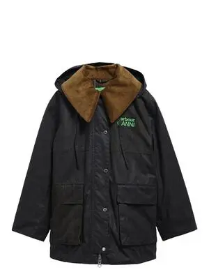 BARBOUR X GANNI Waxed Cotton Coat - Blue