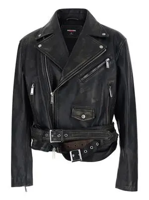 Dsquared2 X Magliano Leather Biker Jacket - Multicolor